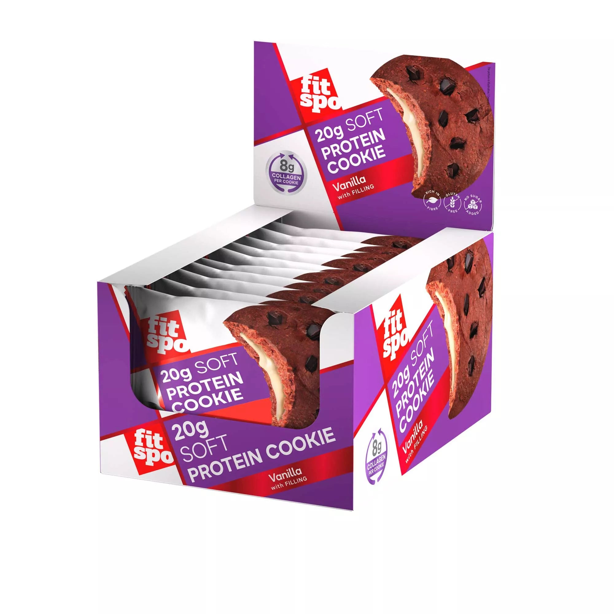 FitSpo vanilinių baltyminių sausainių DĖŽUTĖ 70 g x 10 – VIVAFIT.LT